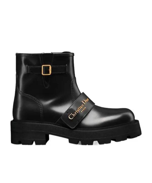 Dior Leather Ankle Boots With Logo Detail