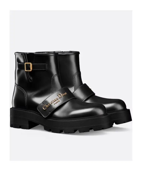 Dior Leather Ankle Boots With Logo Detail