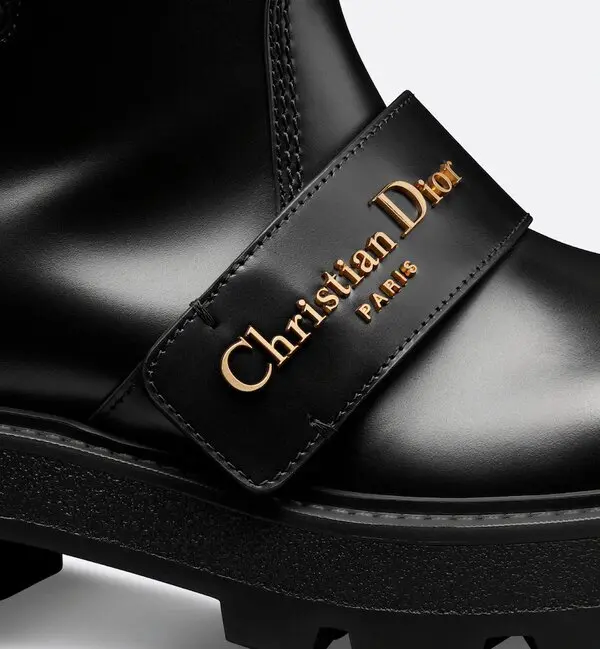 Dior Leather Ankle Boots With Logo Detail