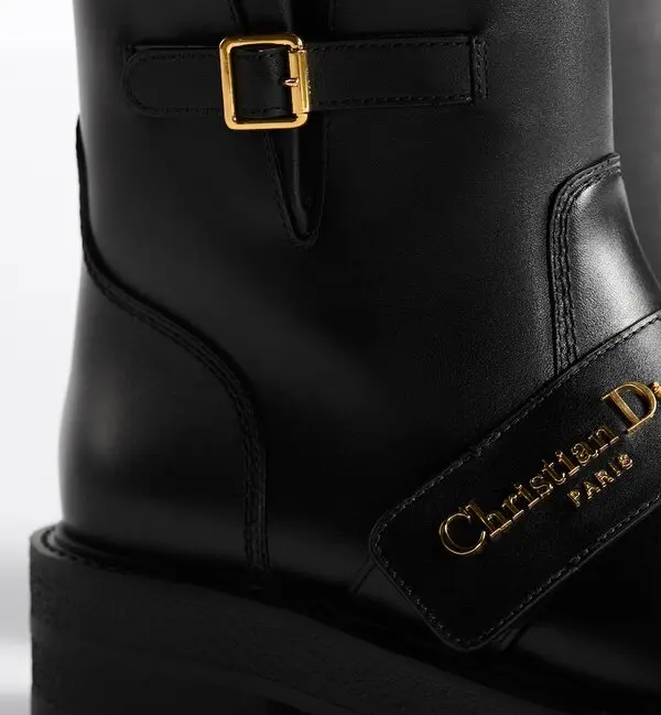 Dior Leather Ankle Boots With Logo Detail