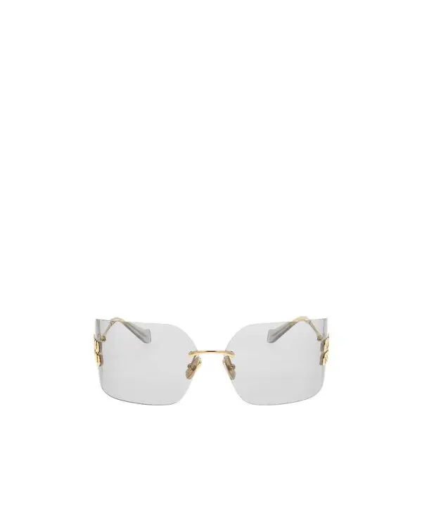 Miu Miu Oversize Frameless Sunglasses With Logo Plaque - Gray