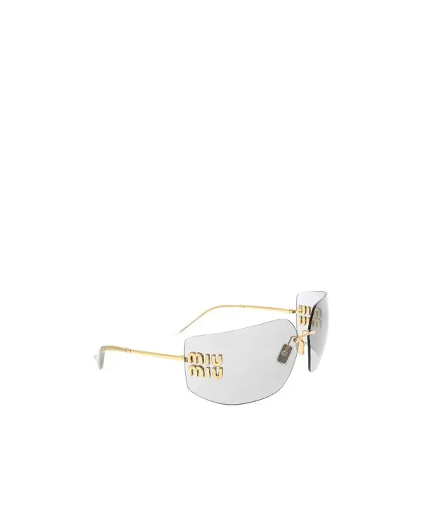 Miu Miu Oversize Frameless Sunglasses With Logo Plaque - Gray