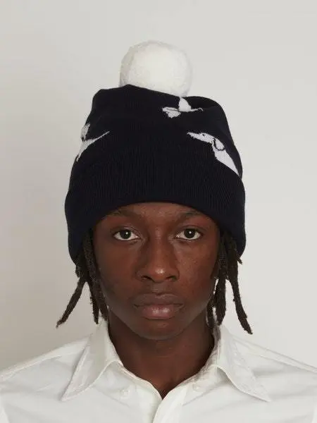Thom Browne Hector Beanie With Pompom Detail