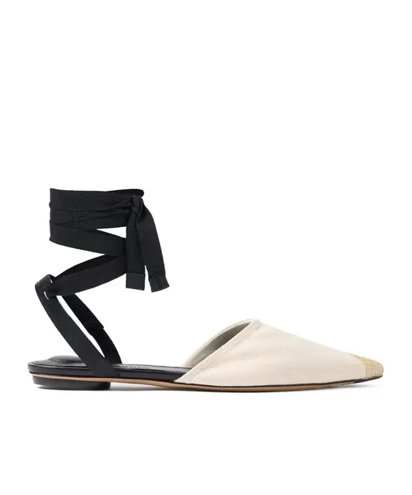 Jacquemus Pointed-toe Flat Sandals With Wrap-around Ankle Strap - Black