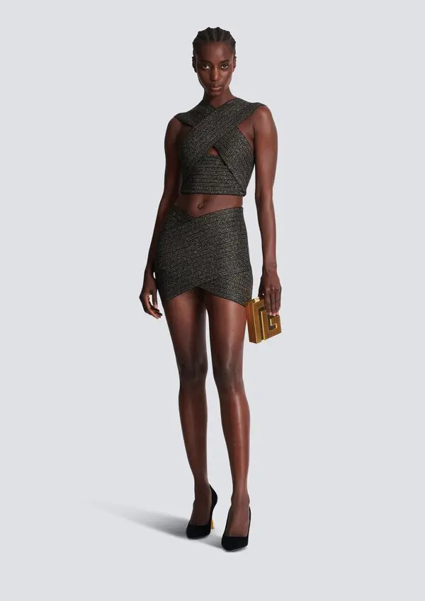 Balmain Striped Knit Sleeveless Top With Back Zipper
