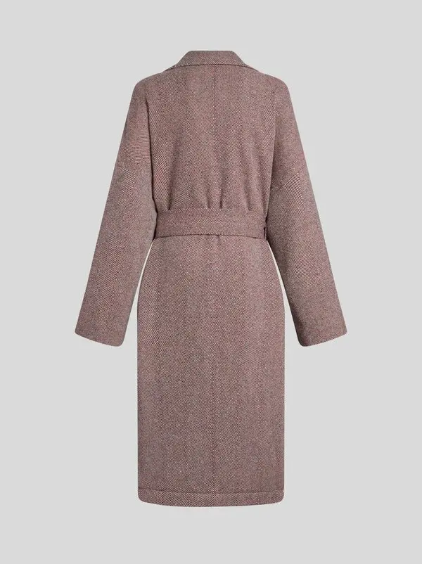 Etro Belted Drop Shoulder Coat - Brown