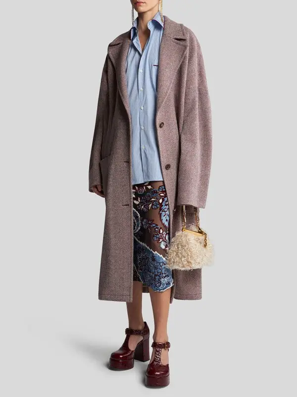 Etro Belted Drop Shoulder Coat - Brown