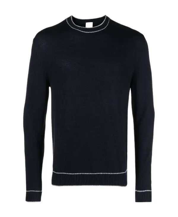 Eleventy Long Sleeve Sweater With Rib Trim - Black