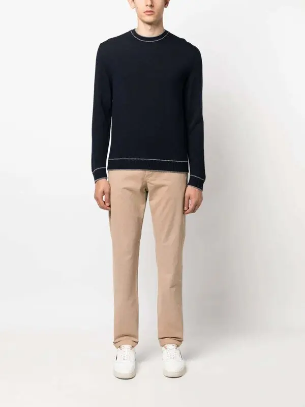 Eleventy Long Sleeve Sweater With Rib Trim