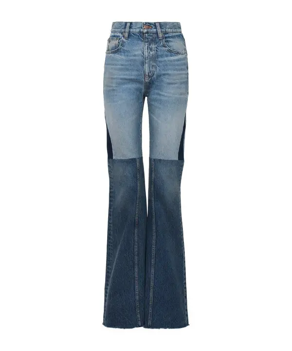 Chloé Patchwork Frayed Edge Jeans - Blue Multi