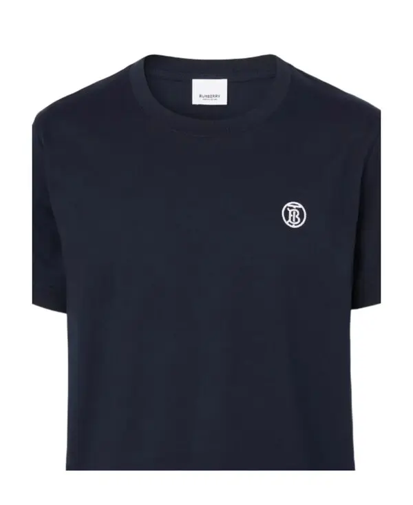 Burberry Logo Embroidered Crewneck T-shirt - Black