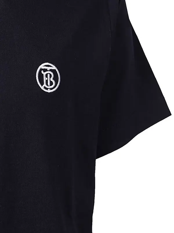 Burberry Logo Embroidered Crewneck T-shirt - Black