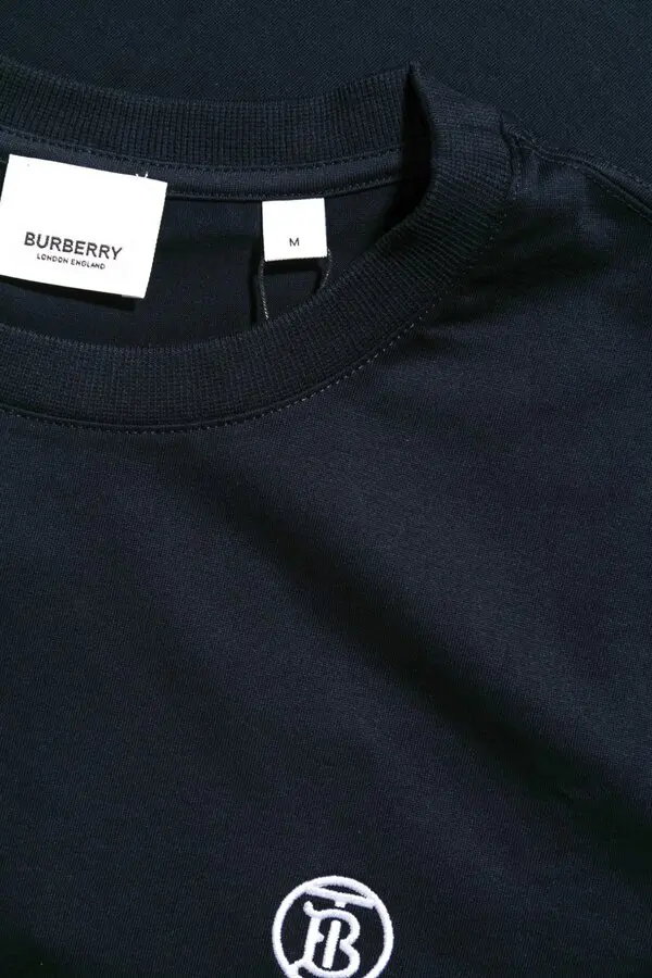 Burberry Logo Embroidered Crewneck T-shirt - Black