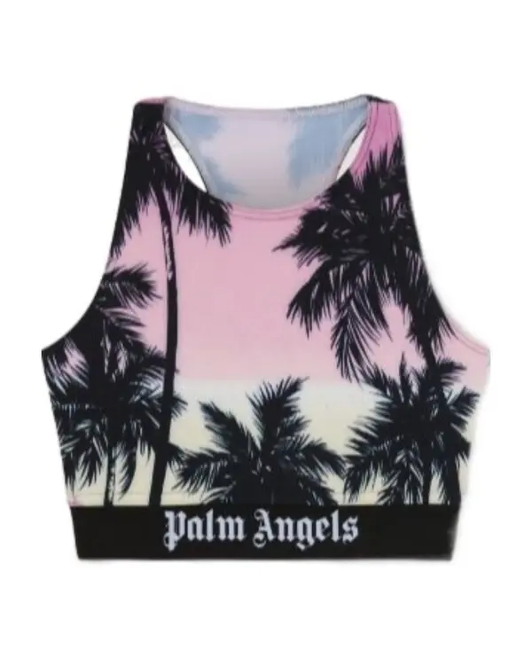 Palm Angels Sunset Printed Sport Top - Black
