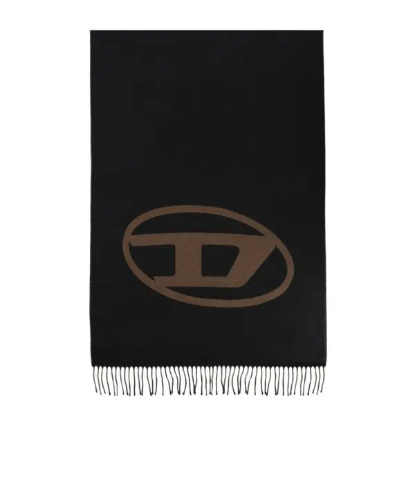 DIESEL® S-tevie Oval-logo Fringed Scarf - Brown
