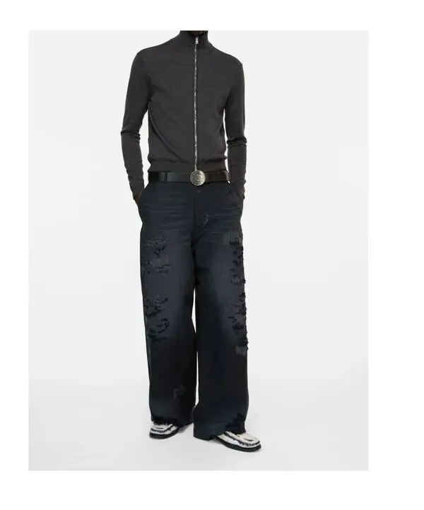 Acne Studios Mended Distressed Wide Leg Trousers