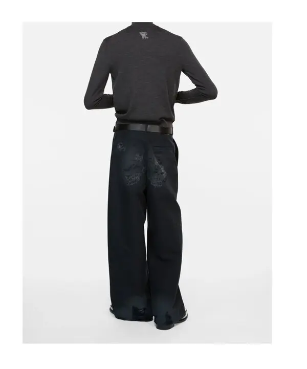 Acne Studios Mended Distressed Wide Leg Trousers