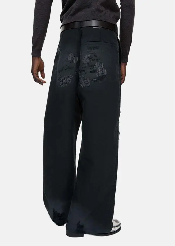 Acne Studios Mended Distressed Wide Leg Trousers