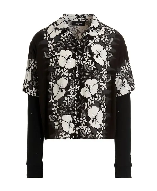 Dsquared2 Floral-print Long-sleeved Shirt