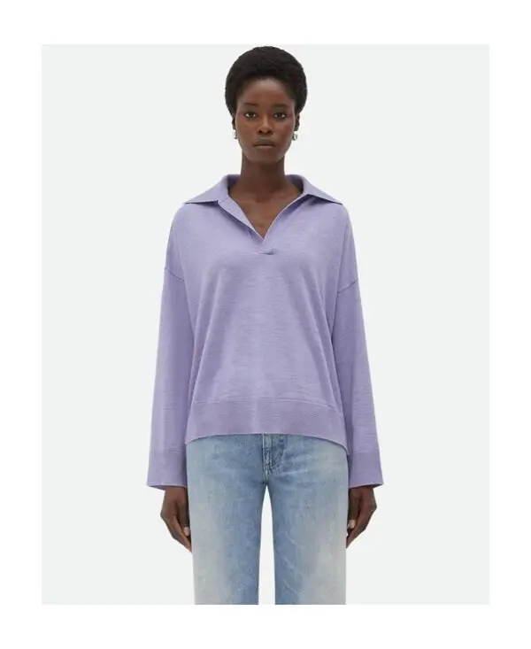 Bottega Veneta Embroidered Knit Polo Shirt - Blue