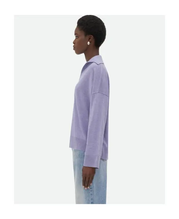 Bottega Veneta Embroidered Knit Polo Shirt - Blue