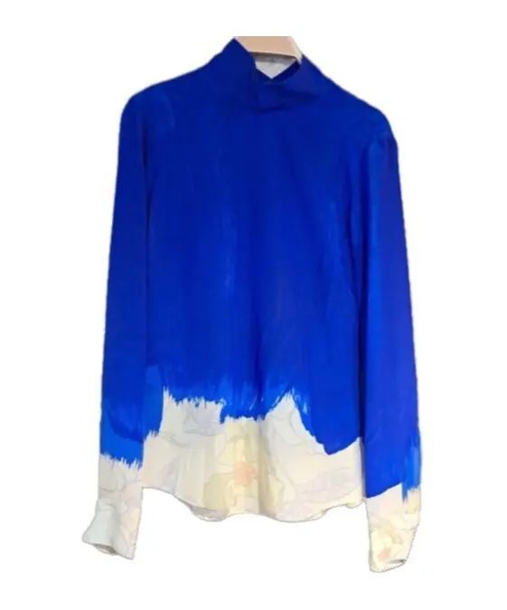 Dries Van Noten Long-sleeved Blouse With Color-blocking And Logo Detail