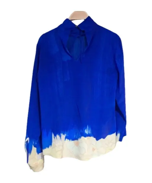 Dries Van Noten Long-sleeved Blouse With Color-blocking And Logo Detail