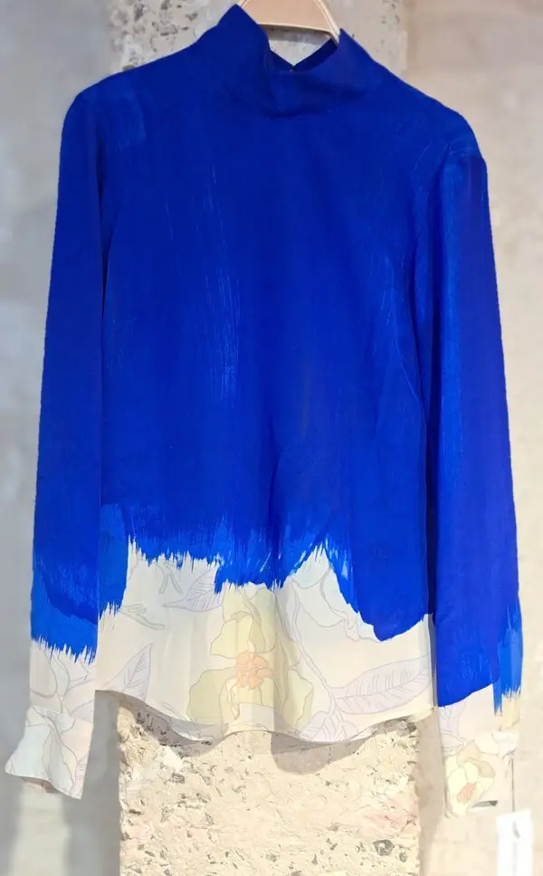 Dries Van Noten Long-sleeved Blouse With Color-blocking And Logo Detail