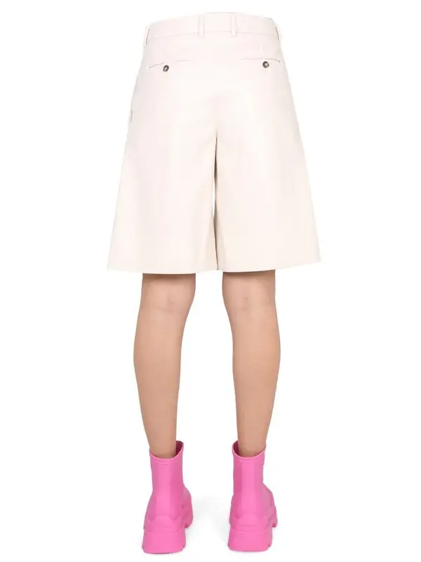 MSGM Faux Leather Bermuda Shorts - White