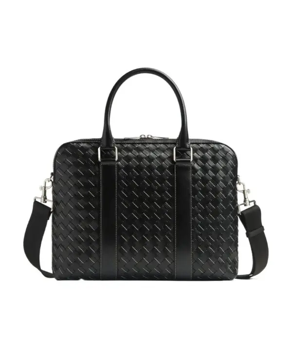 Bottega Veneta Zipper Woven Briefcase - Black