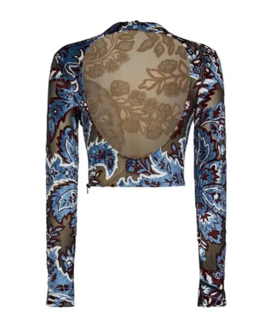 Etro Velvet Paisley Printed Cropped Top