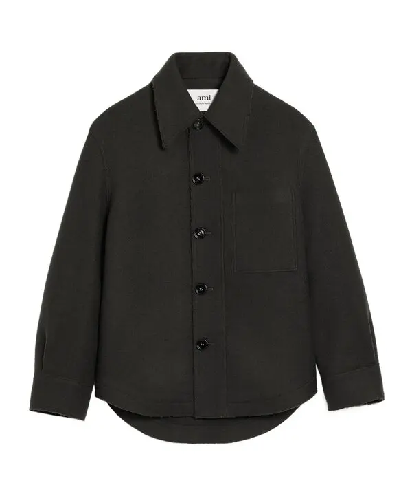 Ami Long Sleeved Buttoned Jacket - Anthracite Color