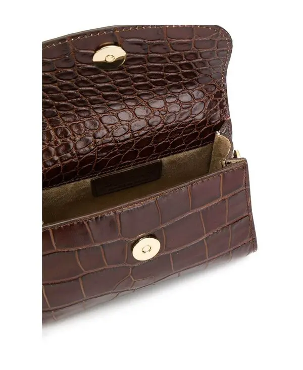 By Far Crocodile-embossed Top Handle Bag - Brown