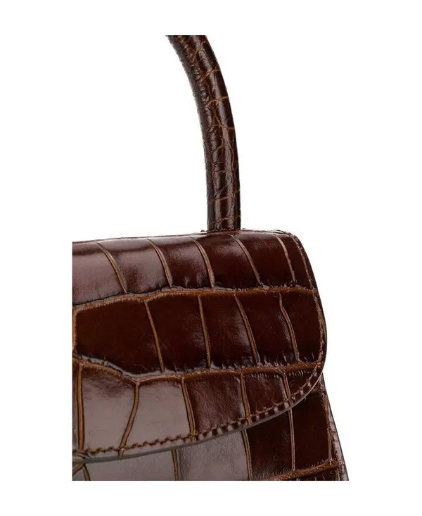 By Far Crocodile-embossed Top Handle Bag - Brown