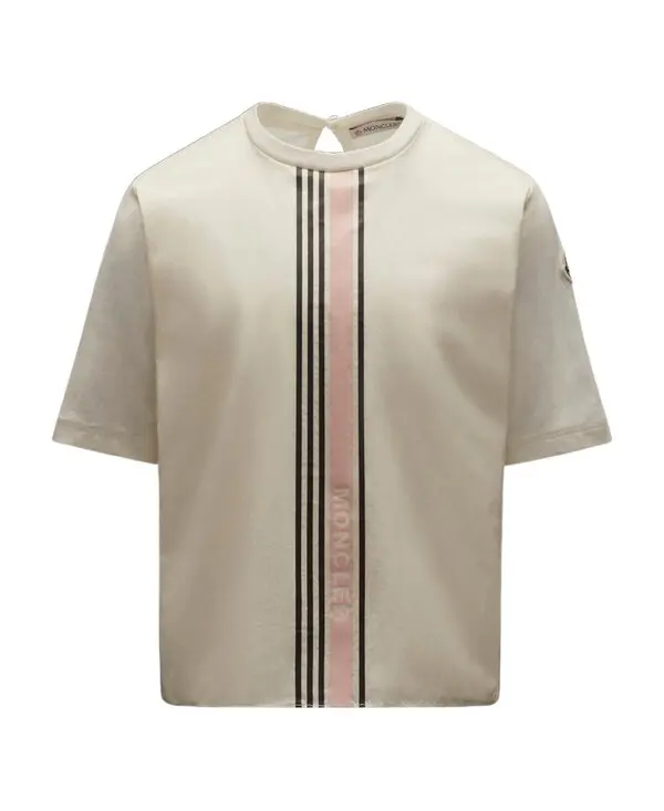 Moncler Teen Stripe-trim T-shirt - White