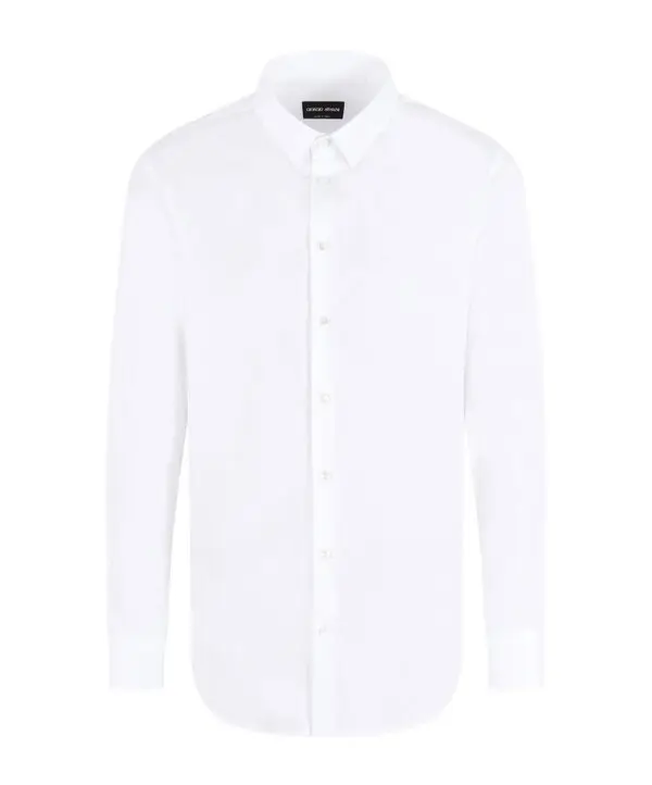 Giorgio Armani Curved Hem Poplin Shirt - White