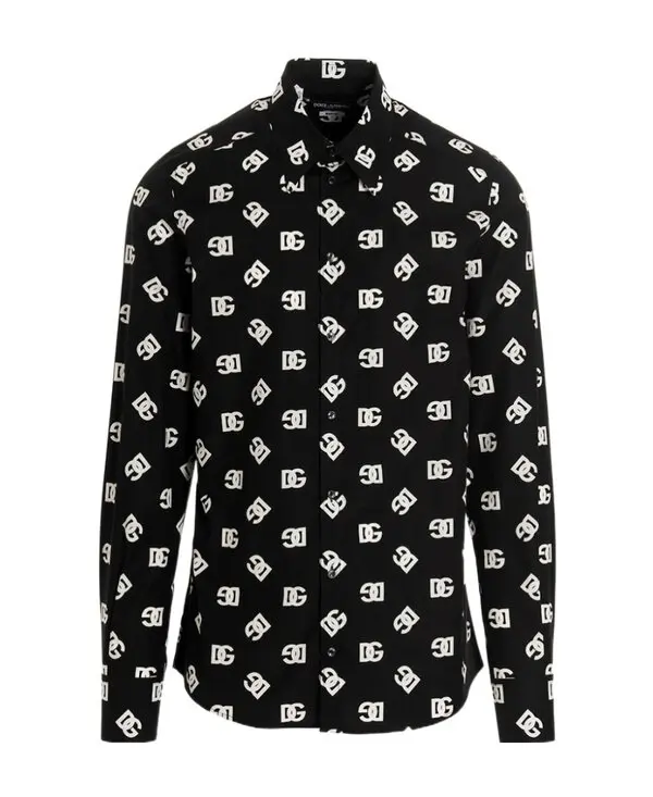 Dolce & Gabbana Dolce Gabbana Allover Dg Printed Buttoned Shirt - Black
