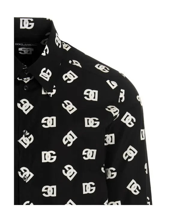 Dolce & Gabbana Dolce Gabbana Allover Dg Printed Buttoned Shirt - Black