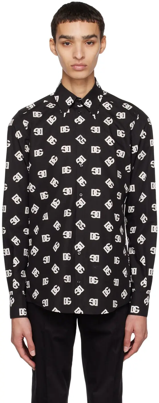 Dolce & Gabbana Dolce Gabbana Allover Dg Printed Buttoned Shirt - Black