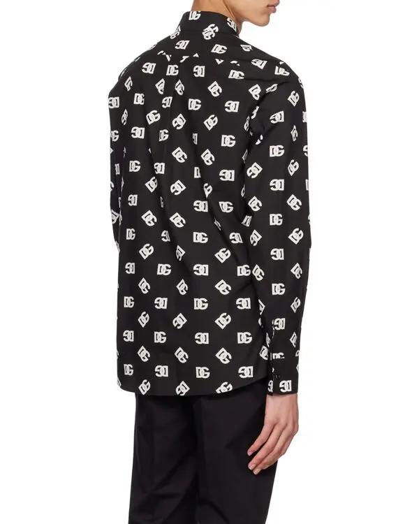 Dolce & Gabbana Dolce Gabbana Allover Dg Printed Buttoned Shirt - Black