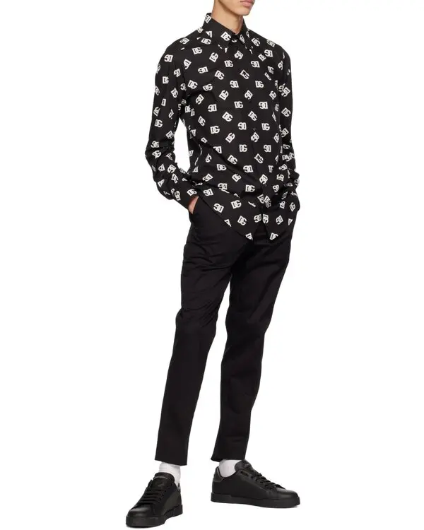 Dolce & Gabbana Dolce Gabbana Allover Dg Printed Buttoned Shirt - Black