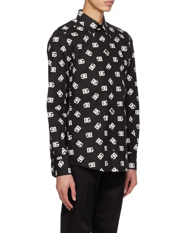 Dolce & Gabbana Dolce Gabbana Allover Dg Printed Buttoned Shirt - Black