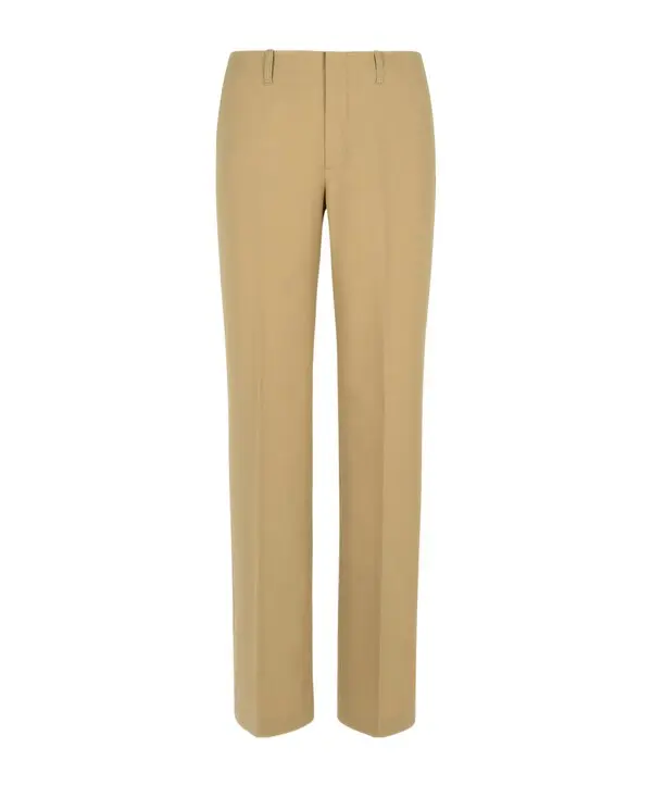 Closed Pleated Straight-leg Pants - Beige