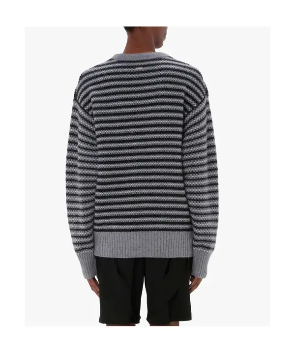 J.W.ANDERSON Striped Jacquard Wool Sweater - Medium Gray