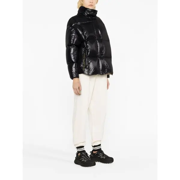 Moncler Quilted Down Jacket With High Collar And Removable Hood