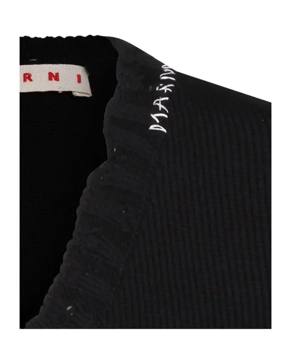 Marni Distressed V-neck Knitted Vest - Black