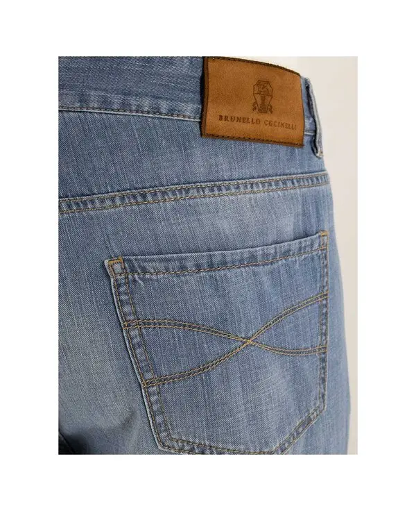 Brunello Cucinelli Jeans With Logo Patch - Blue