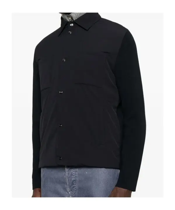 Herno Knitted-sleeve Buttoned Jacket
