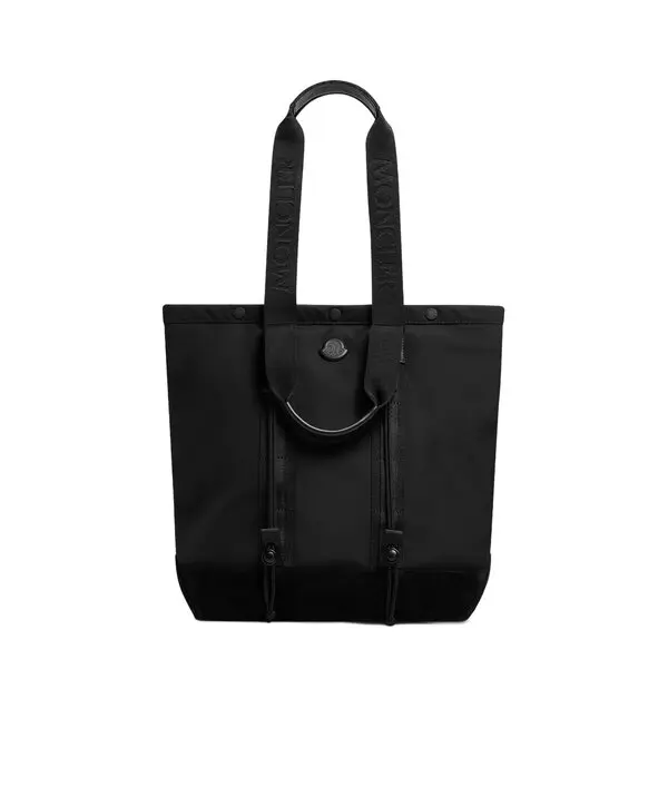 Moncler Logo Patch Drawstring Tote Bag - Black