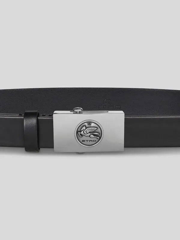 Etro Leather Belt With Pegaso Detail
